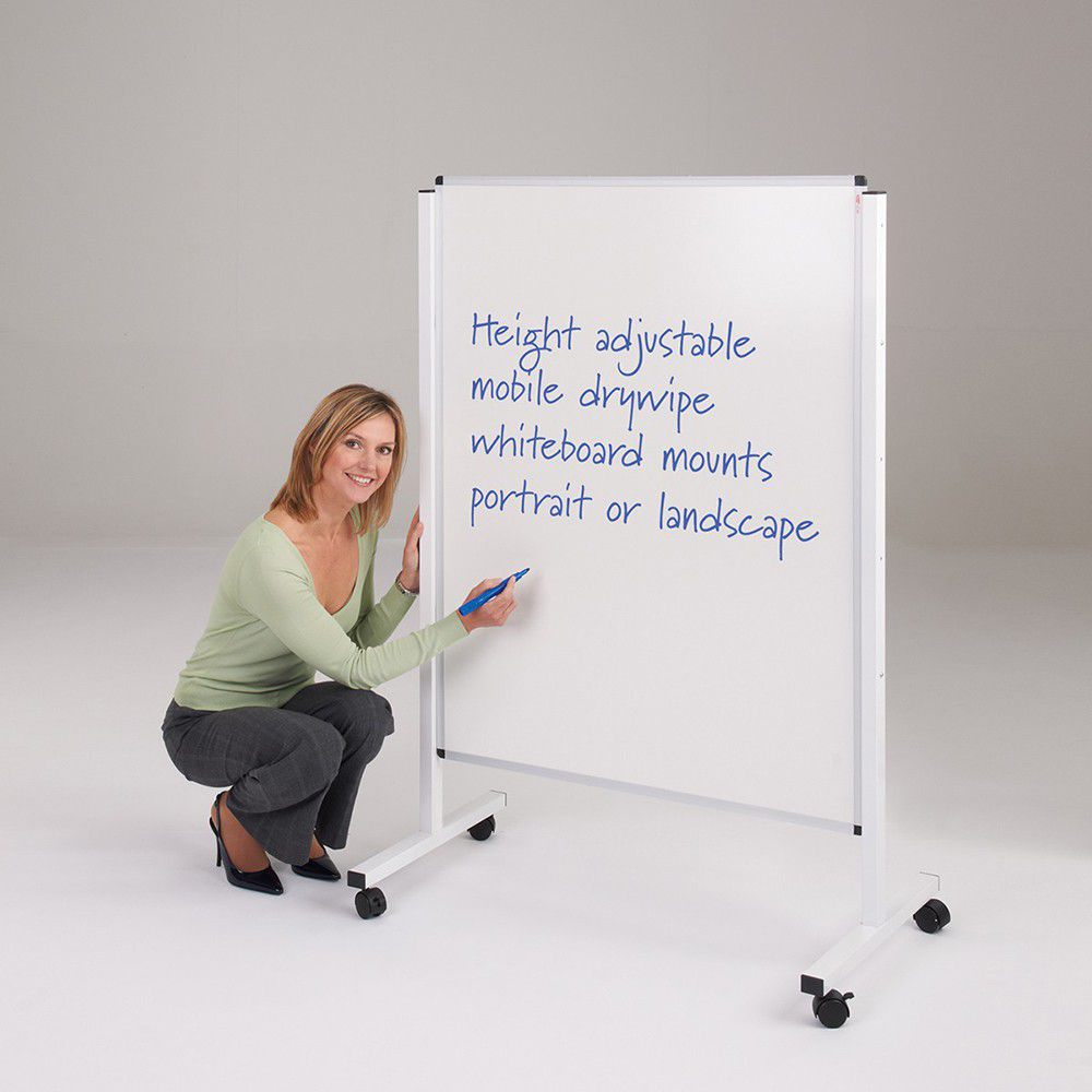 Height Adjustable Mobile Whiteboard | 1500 x 1200mm (HxW) | Whiteboard ...